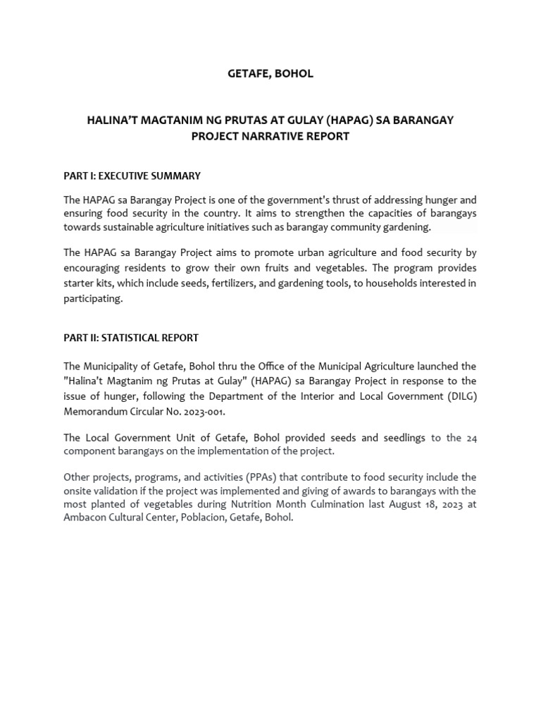 HAPAG sa Barangay Project Report | PDF | Wellness | Technology ...