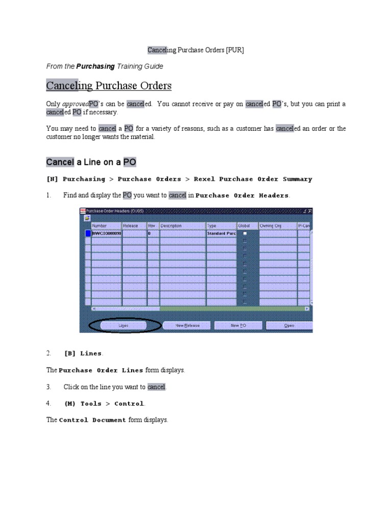 How to Cancel Purchase Orders | PDF | Finance & Money Management