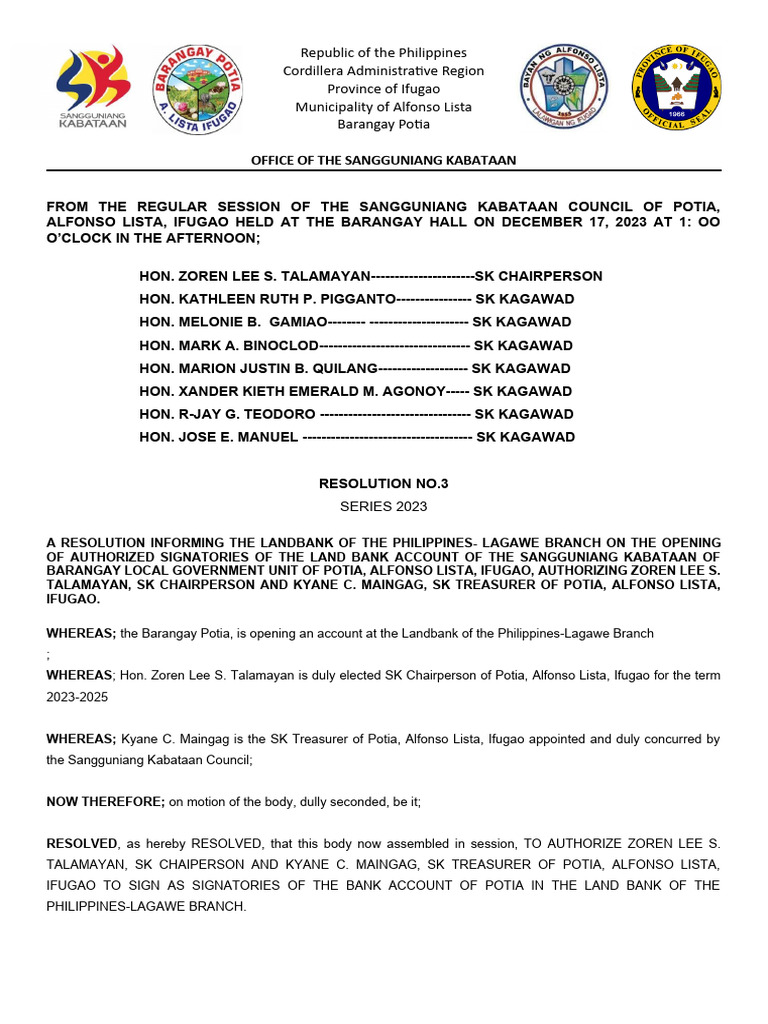 RESOLUTION 1 Land Bank | PDF | Youth Organizations | Local Government