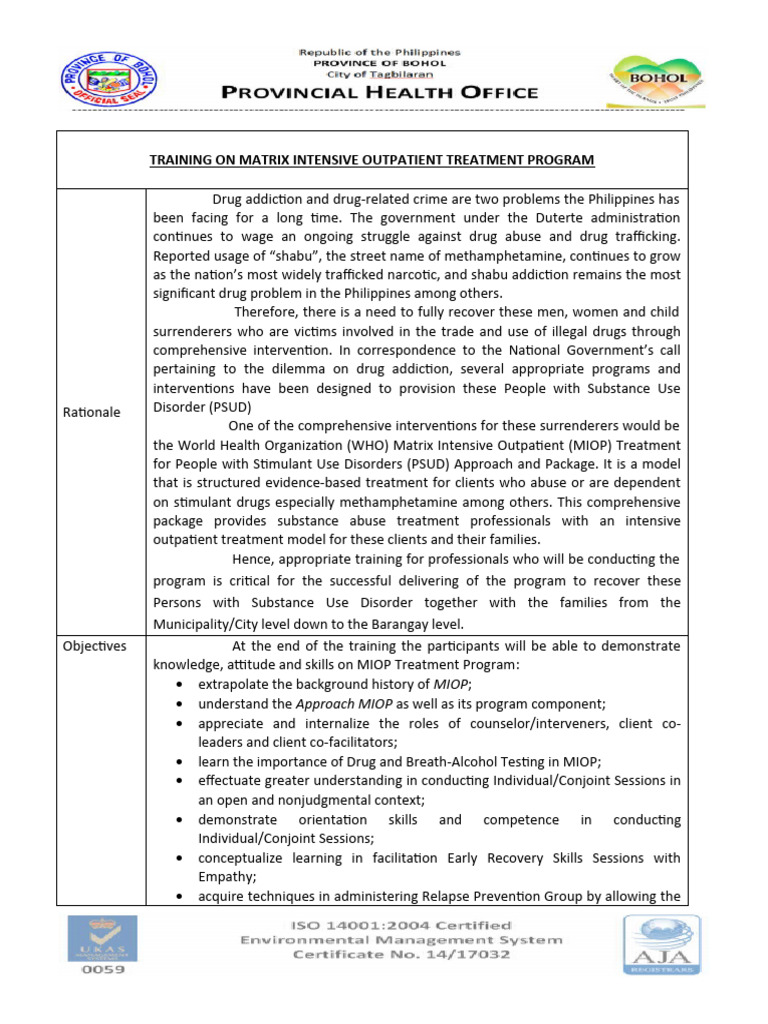 Activity Design MIOP Training | PDF | Substance Abuse | Substance Use ...