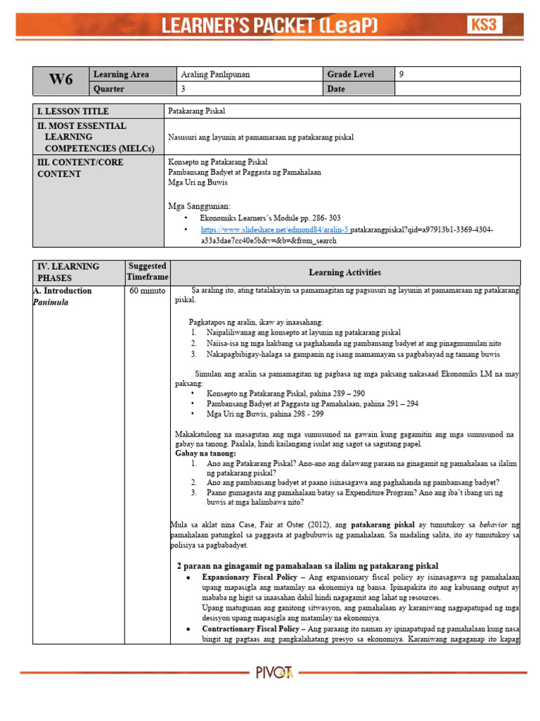 LeaP AP G9 Week 6 Q3 Ok | PDF