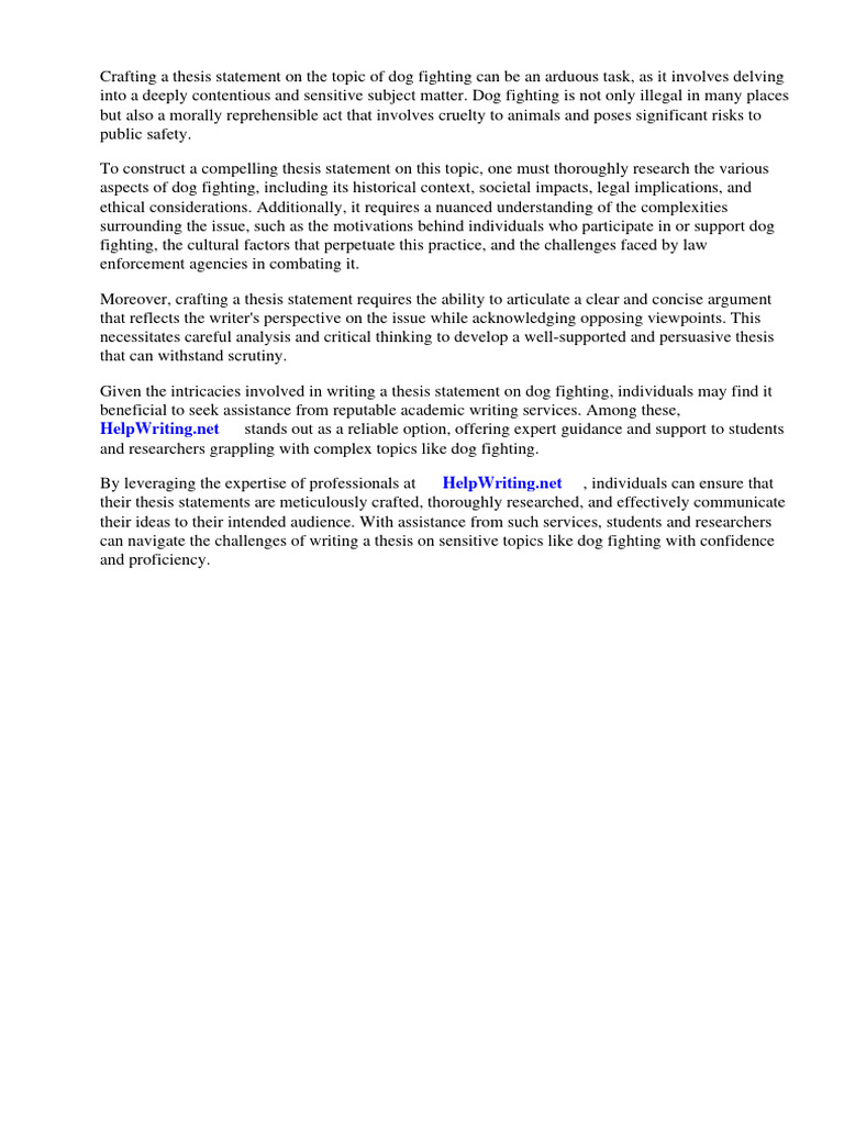 Thesis Statement On Dog Fighting | PDF | Dogs | Pet