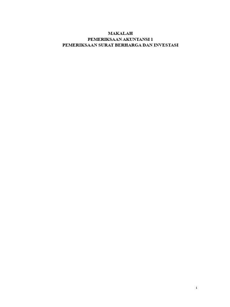 Kel 1 Pemeriksaan Surat Berharga Dan Investasi - 074519 | PDF