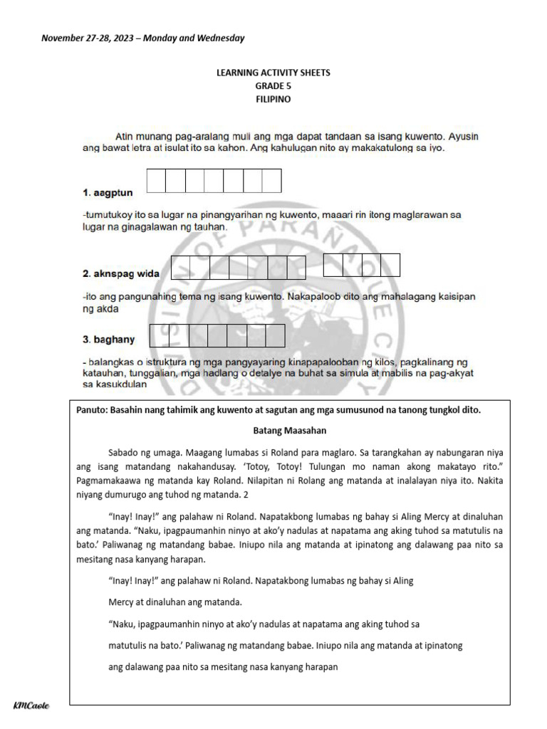 LAS - Filipino 5 | PDF