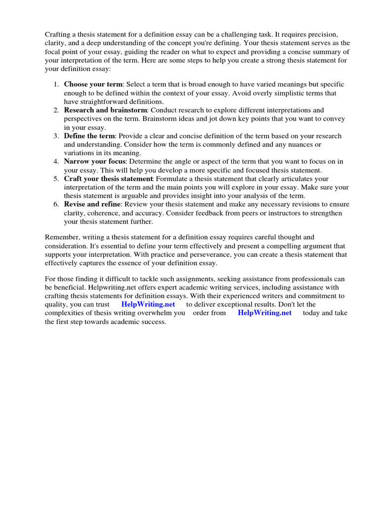 How To Make A Thesis Statement For A Definition Essay | PDF | Essays ...