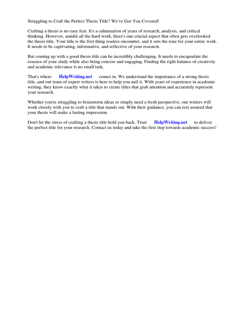 Good Thesis Titles | PDF | Thesis | Essays