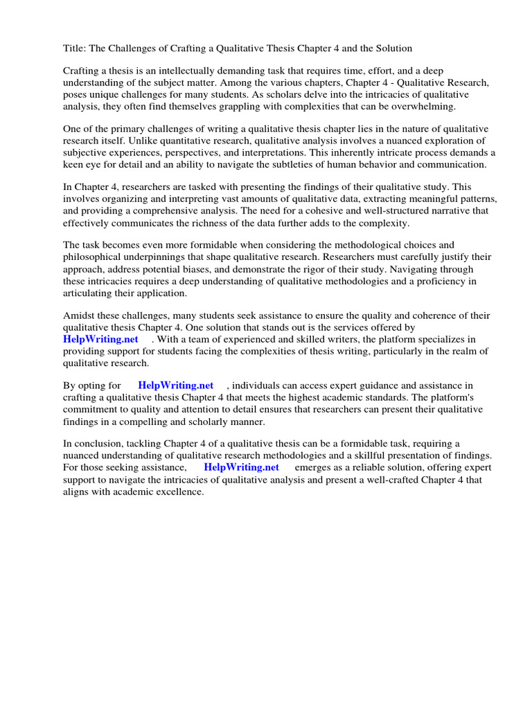 Thesis Chapter 4 Qualitative | PDF | Qualitative Research | Methodology