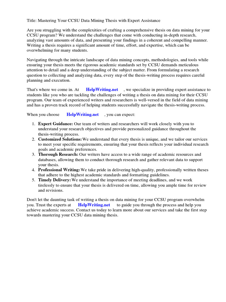 Ccsu Data Mining Thesis | PDF | Data Mining | Intelligence (AI) & Semantics