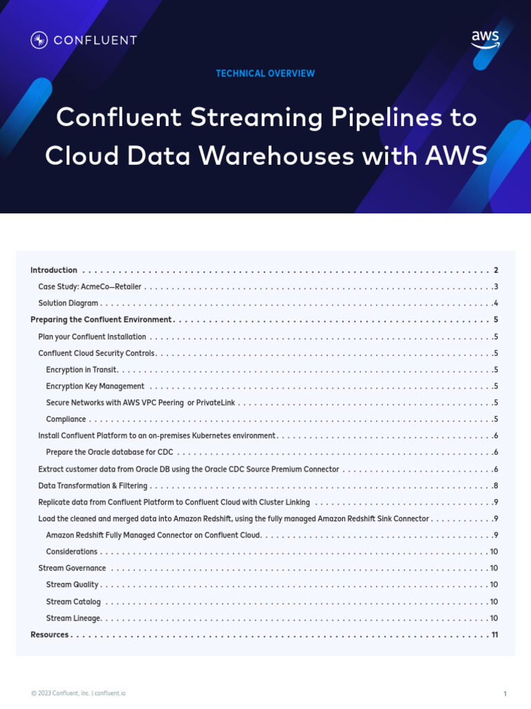 Confluent Streaming Pipelines To Cloud Data Warehouses With AWS | PDF | Cloud Computing | Databases