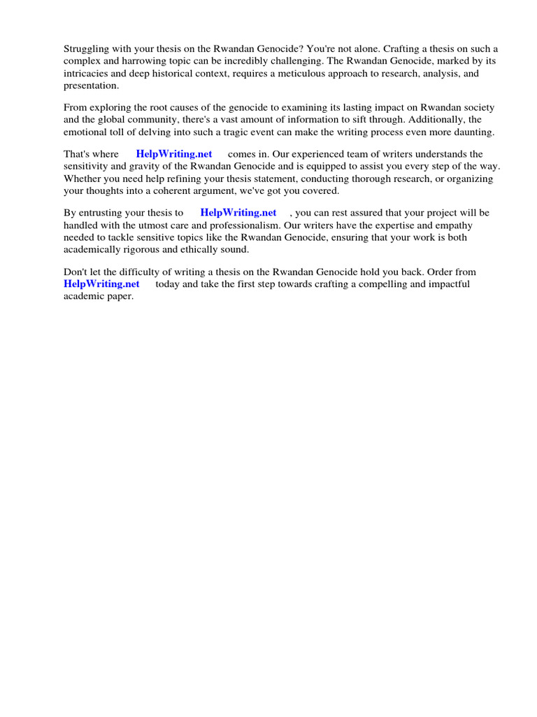 Thesis Help on Rwandan Genocide Topics | PDF | Rwandan Genocide | Hutu