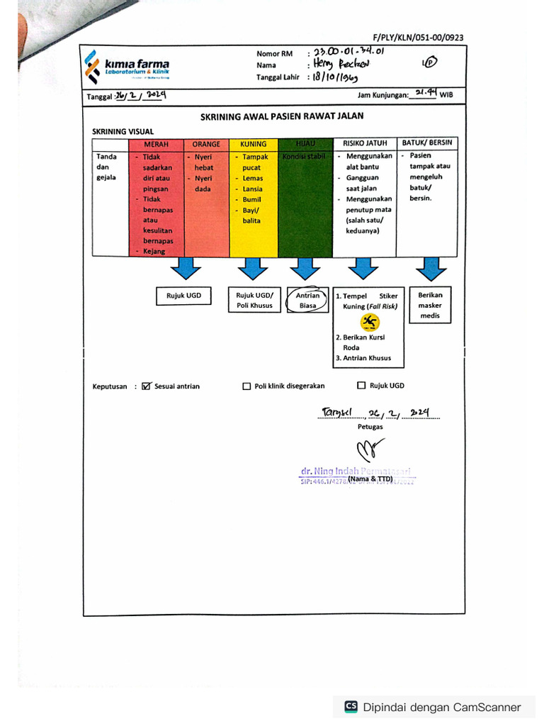 Contoh Skrining Awal | PDF