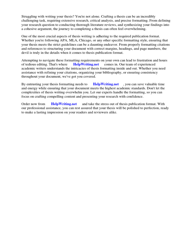 Thesis Publication Format | PDF | Thesis | Citation