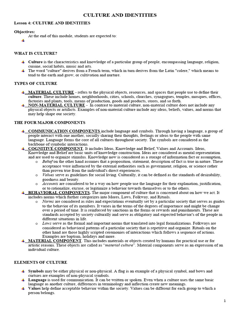 Lesson 4 Culture and Identities | Download Free PDF | Family | Knowledge