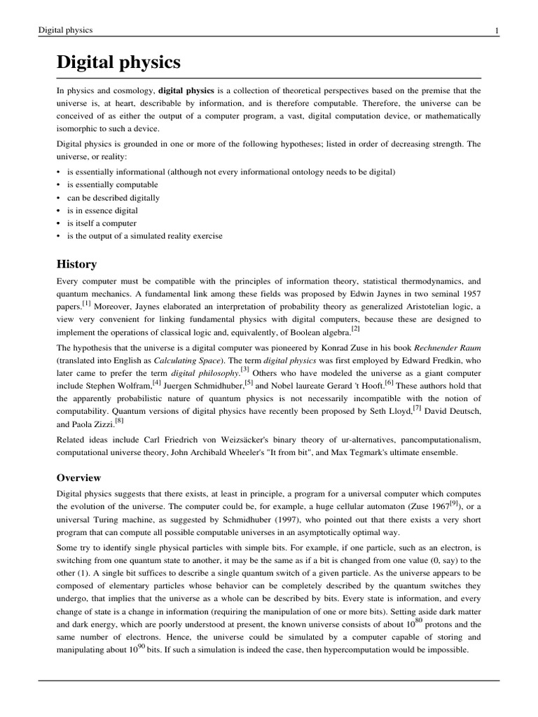 Wikipedia - Digital Physics | PDF | Physics | Mathematics