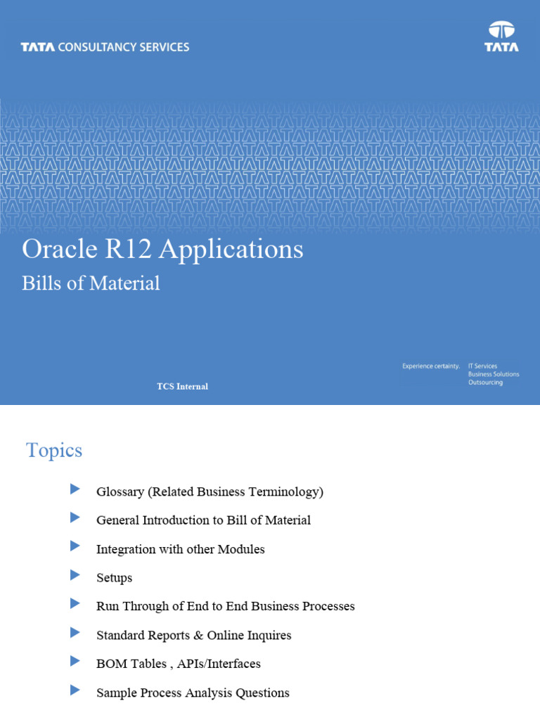 Oracle BOM Guide for TCS Staff | PDF | Computing | Business Process