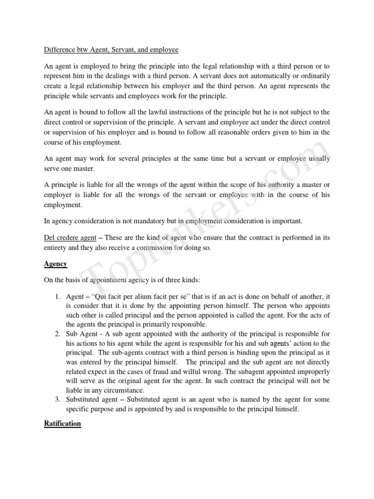 ICA Notes - Agency5216905 | PDF | Law Of Agency | Ratification