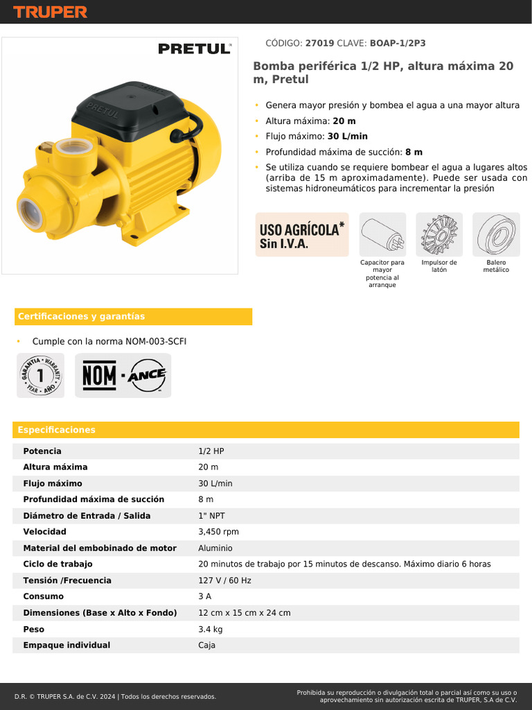 Bomba de agua pretul | PDF