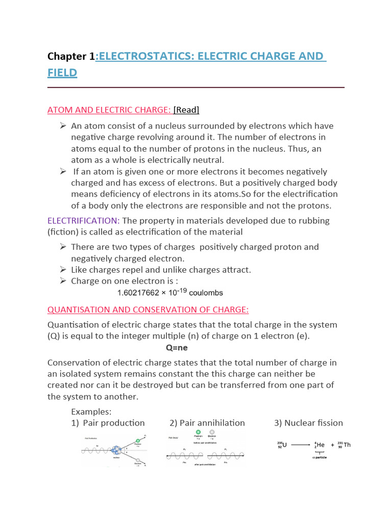 Electric Charge and Field Overview | PDF | Electric Charge | Electric Field