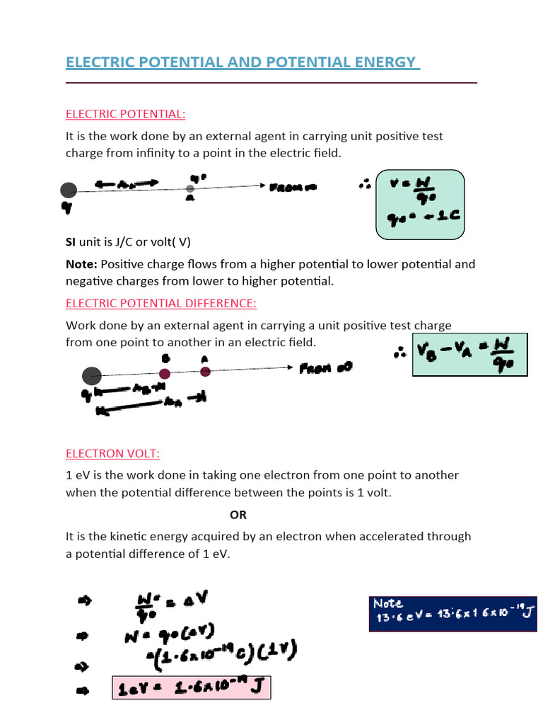 Electric Potential and Potential Energy | PDF | Dipole | Potential Energy