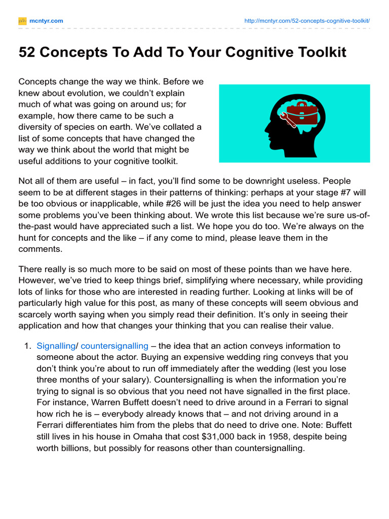McIntyre, Peter - 52 Concepts To Add To Your Cognitive Toolkit | PDF ...