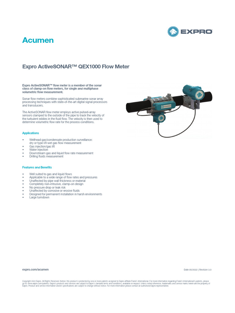 Acumen - ActiveSONAR - QEX - A4 | PDF | Flow Measurement | Applied And ...