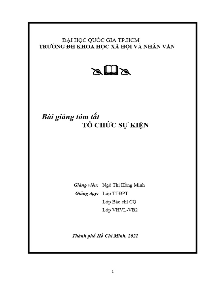 Bai Giang Tom Tat Mon To Chuc Su Kien | PDF