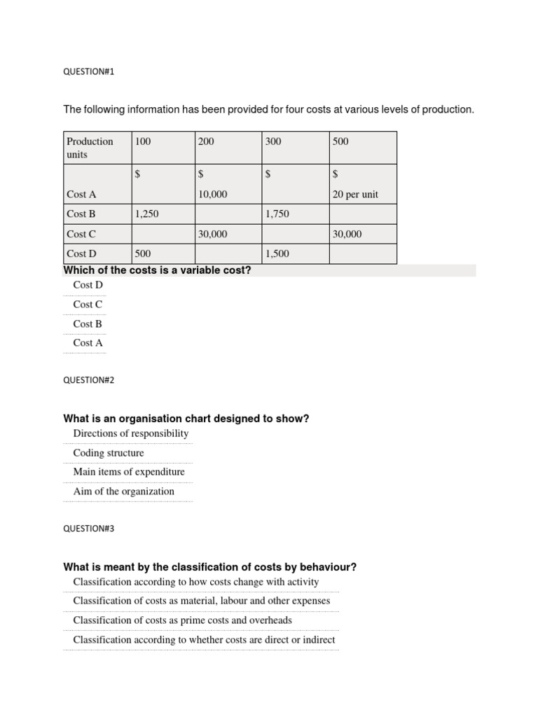 Ma1 Mock 1 QUESTION PDF | PDF | Cost Of Goods Sold | Spreadsheet