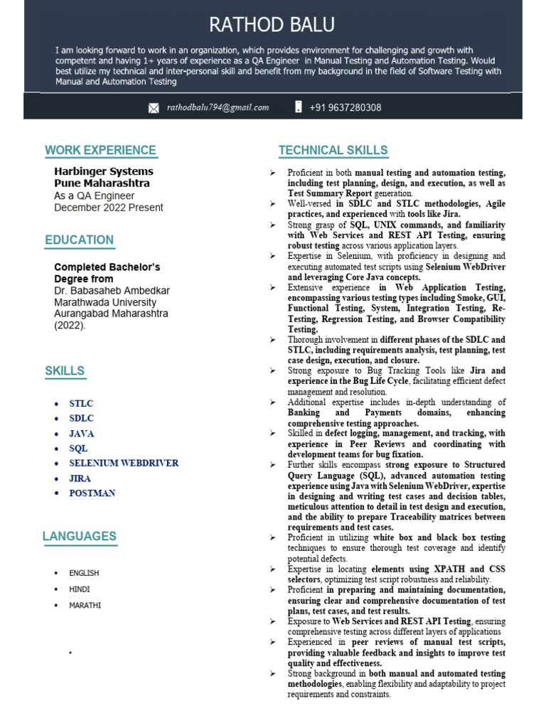 Rathod Balu | PDF | Selenium (Software) | Software Testing