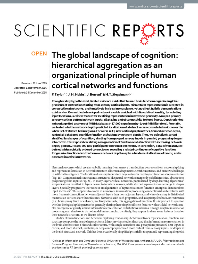 The Global Landscape of Cognition - Hierarchical Aggregation As An ... The Global Landscape of Cognition - Hierarchical Aggregation As An ...