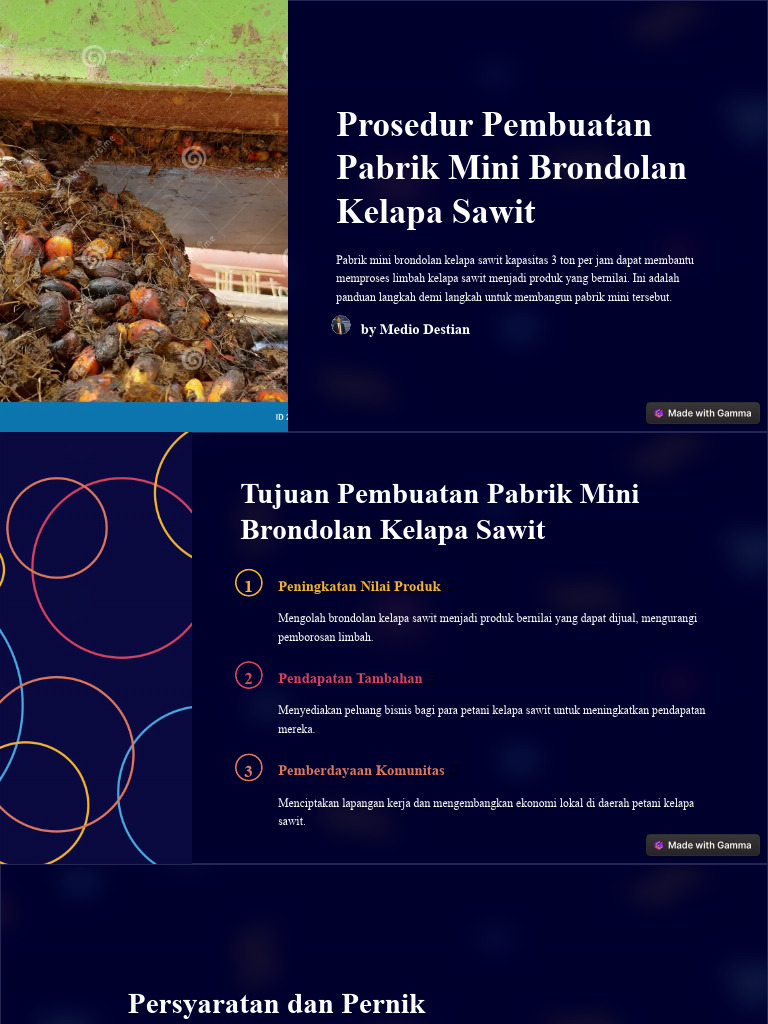 Prosedur Pembuatan Pabrik Mini Brondolan Kelapa Sawit | PDF