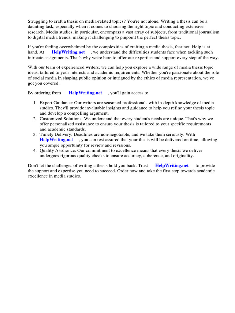 Media Thesis Topic Ideas | PDF | Thesis | Privacy