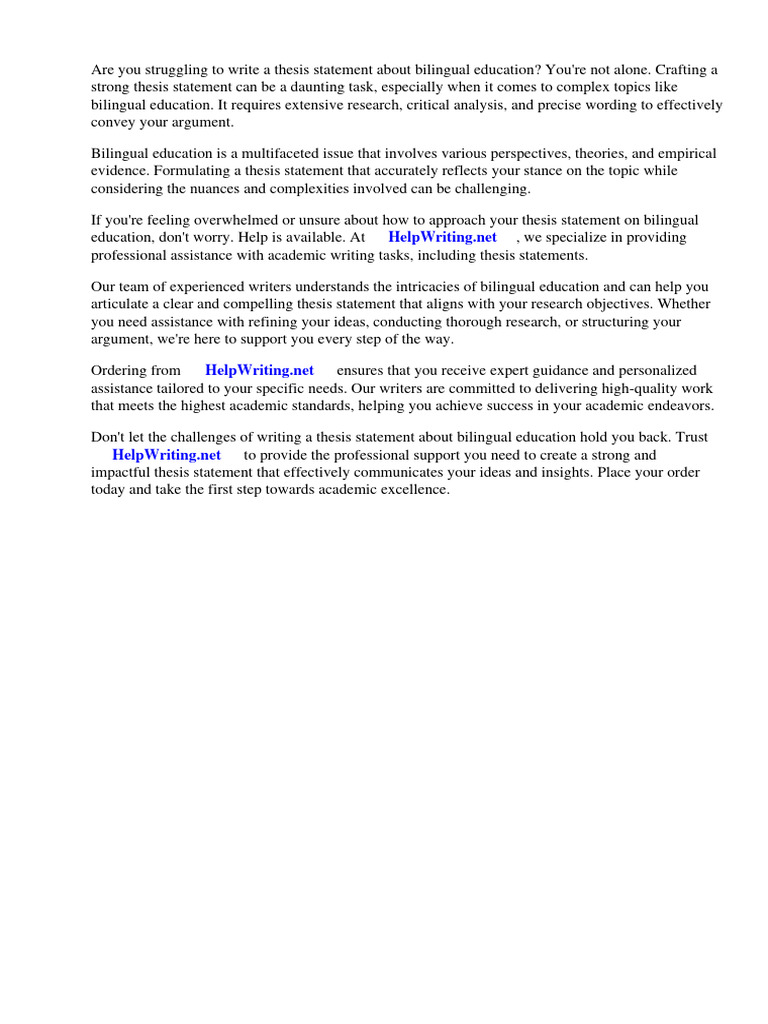 Thesis Statement About Bilingual Education | PDF | Multilingualism | Essays