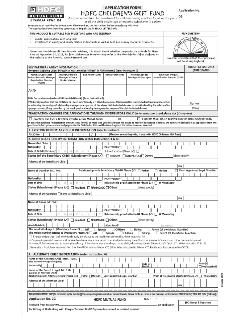 Hdfc Cgf Form | PDF