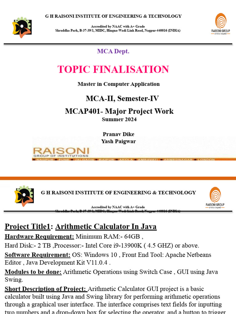 Topic Finalisation: MCA-II, Semester-IV | PDF | Graphical User Interfaces | Databases
