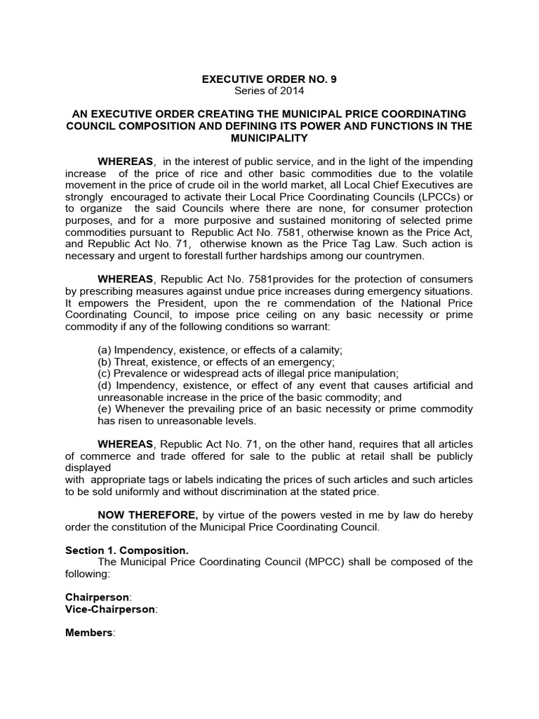 Price Coordinating Council | PDF | Commodity | Prices