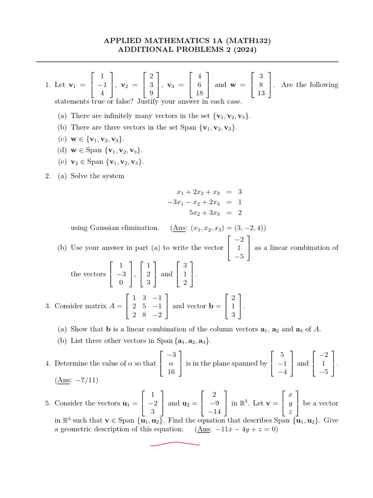 Additional Tutorial Problems 2 (2024) | PDF | Mathematical Concepts | Mathematical Physics