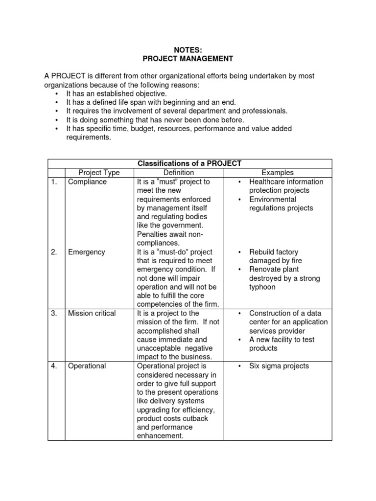 Project Management NOTES | PDF | Project Management | Regulatory Compliance