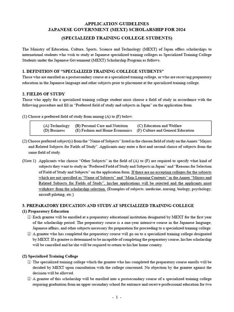 Mext Specialized 2024 Guidelines | PDF | Baggage | Airport