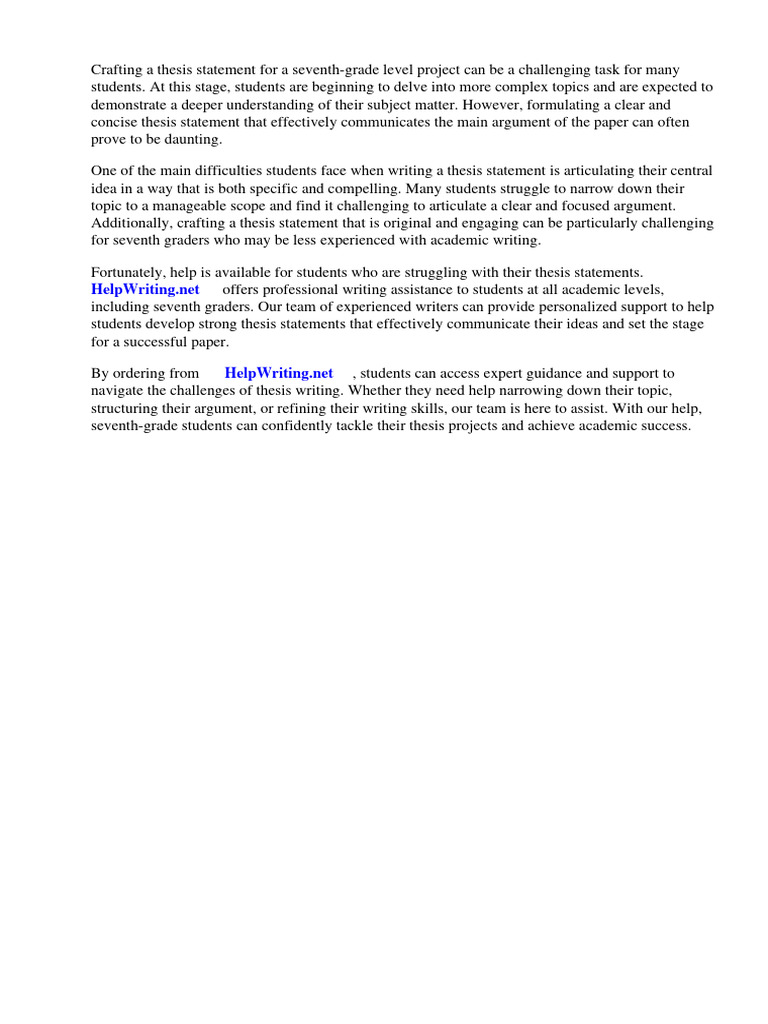 Thesis Statement For Seventh Grade | PDF | Essays | Rhetoric