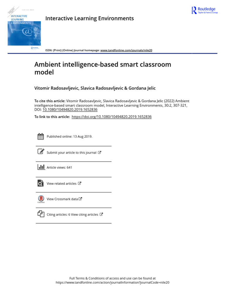 Ambient Intelligence-Based Smart Classroom Model | PDF | Educational ...