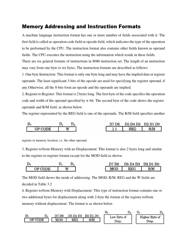Memory Addressing And Instruction Formats Pdf Computer Programming