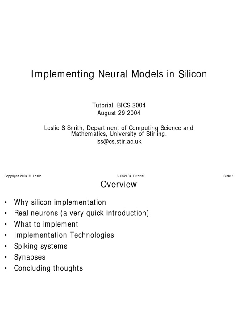 Implementing Neural Models in Silicon | PDF | Chemical Synapse ...