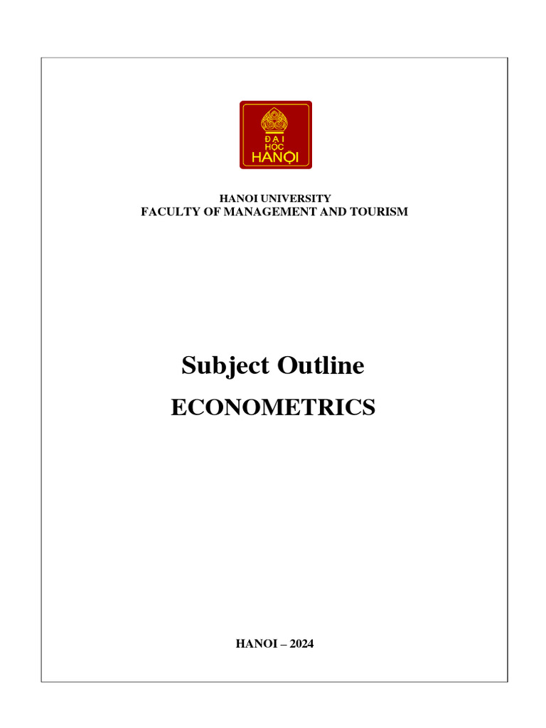 Econometrics Full Outline 2024 | PDF | Linear Regression | Regression ... Econometrics Full Outline 2024 | PDF | Linear Regression | Regression ...