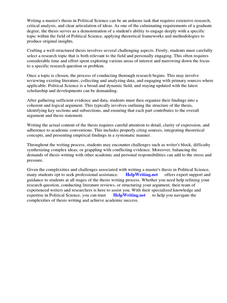 Master Thesis Structure Political Science | PDF | Thesis | Science
