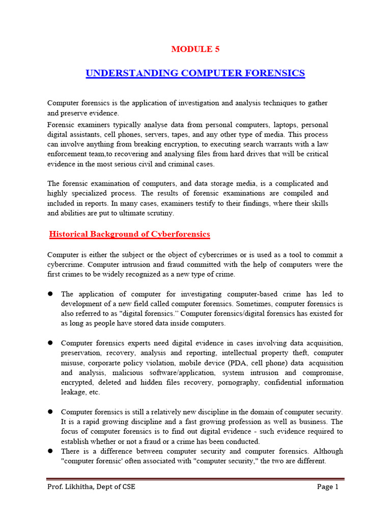 MODULE 5 | PDF | Computer Forensics | Digital Forensics