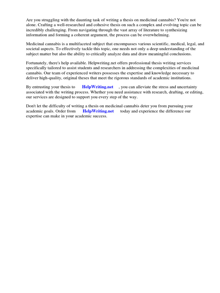 Medicinal Cannabis Thesis Statement | PDF | Cannabis (Drug) | Medical ...