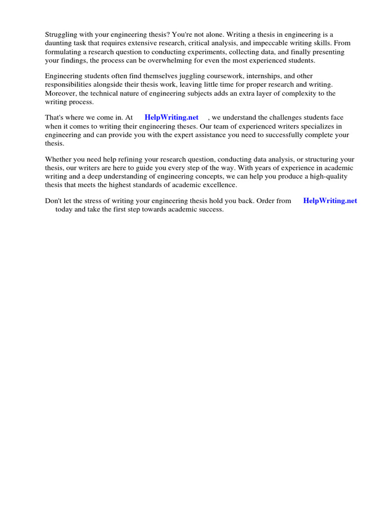 Engineering Thesis Writing Service | PDF | Thesis | Engineering
