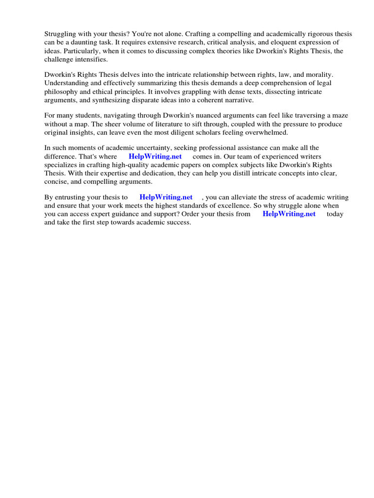Dworkin Rights Thesis Summary | PDF | Precedent | Rights
