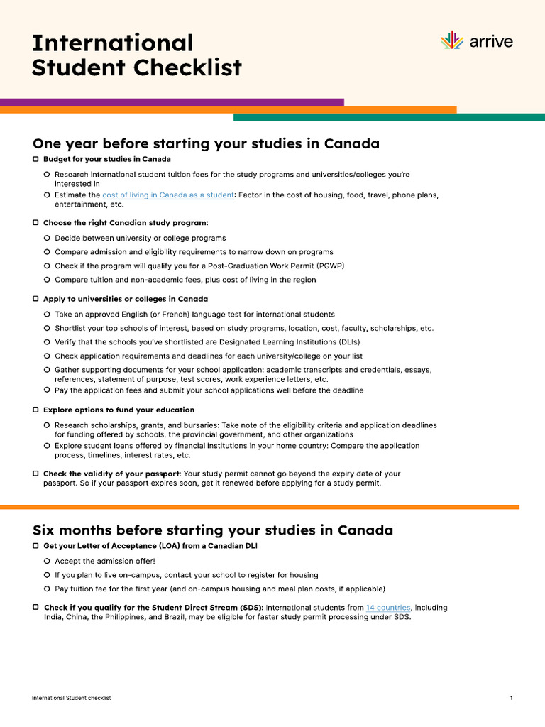 International Student Checklist | PDF