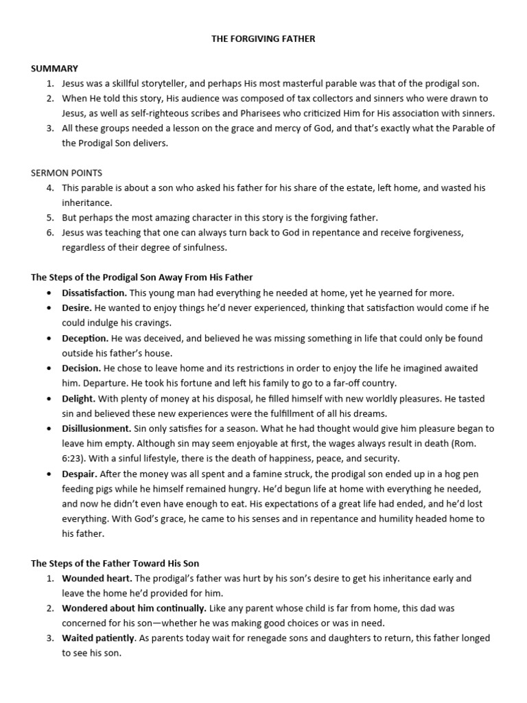The Forgiving Father | PDF | Confession (Religion) | Jesus